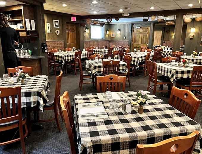 Those checkered tablecloths aren't just decoration; they're a promise that you're about to experience authentic Wisconsin supper club magic.