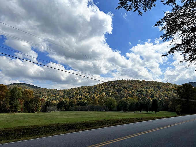 Blue skies and rolling hills create the perfect backdrop for a leisurely mountain cruise through paradise.