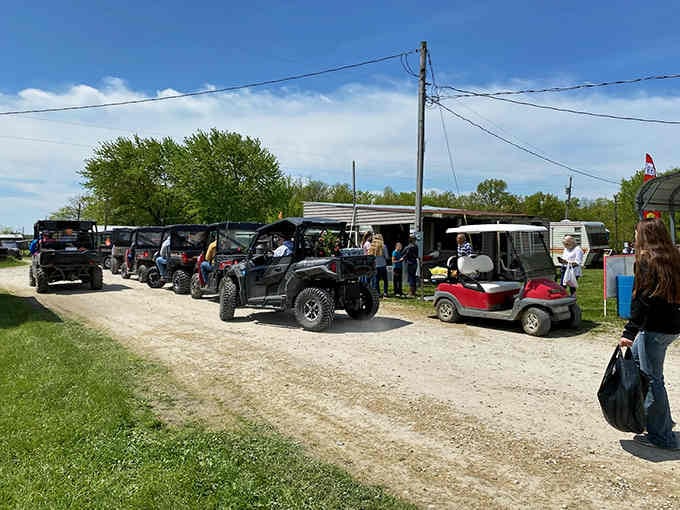 Golf carts are the preferred mode of transportation here, because walking between deals burns precious shopping calories you'll need later.