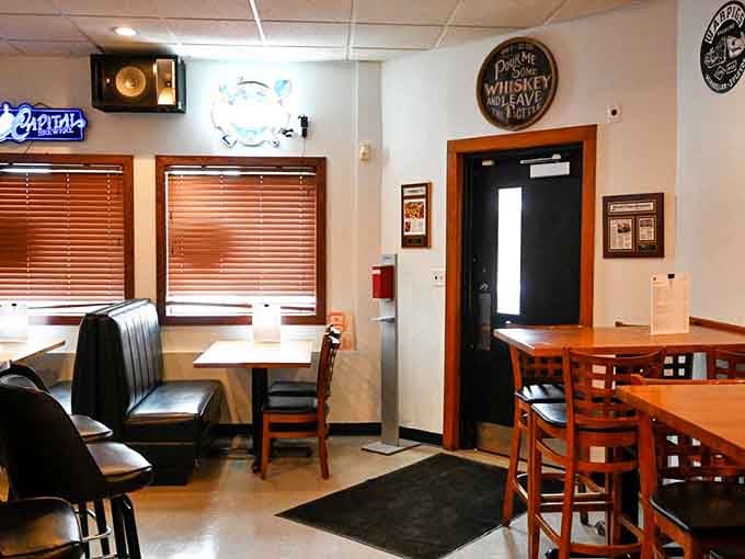 Cozy booths and friendly vibes create the perfect setting for your next memorable meal.