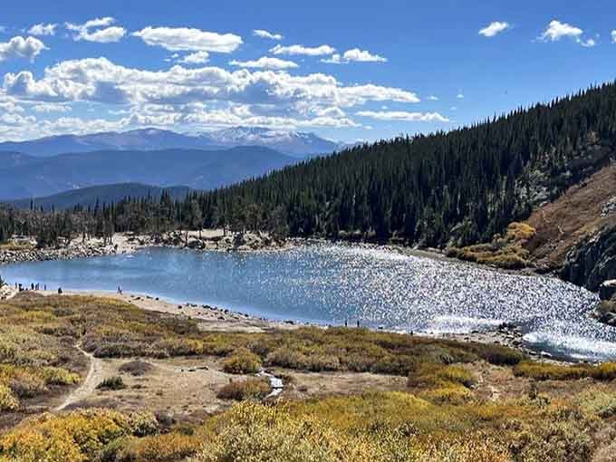 The lake sparkles like someone dumped a million diamonds in it, which is considerably cheaper than actual diamonds.