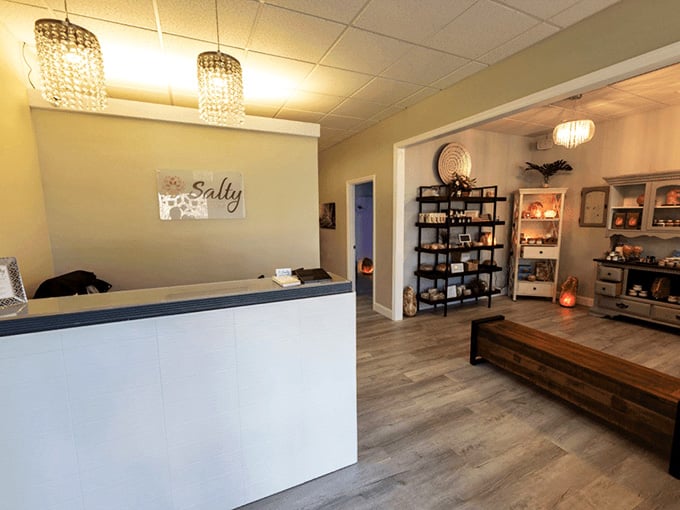 Step inside and you're greeted by warm lighting and thoughtfully arranged wellness products that actually make sense.