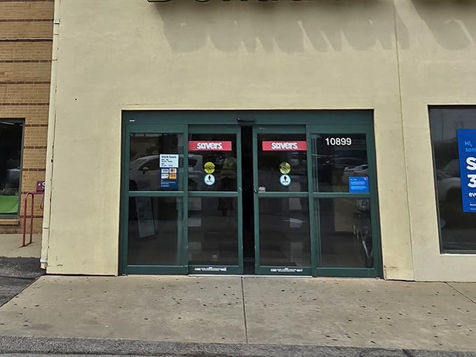 Those glass doors are the gateway to secondhand paradise, where your shopping cart dreams come true.