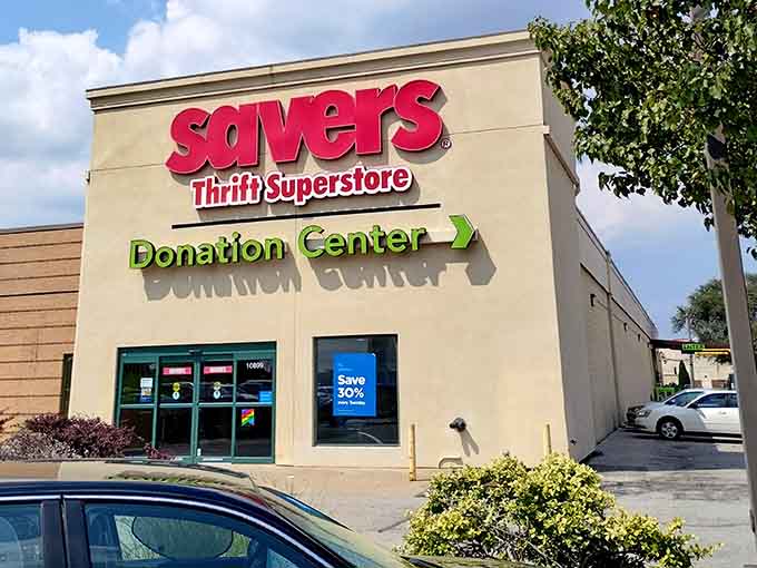 The Donation Center arrow points the way to retail karma, where your castoffs become someone else's perfect find.