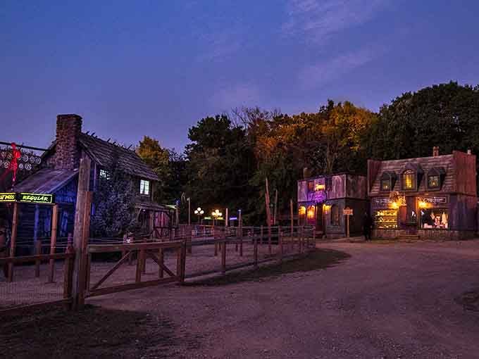 These weathered buildings look charming by day, but at night they're filled with creatures who don't take kindly to visitors.