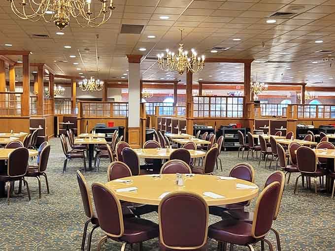 Those chandeliers have witnessed more food-induced happiness than most therapists, and the stories they could tell.