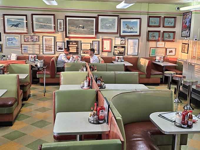 Those mint-green booths have witnessed more breakfast conversations than a therapist's couch, and they're way more comfortable.