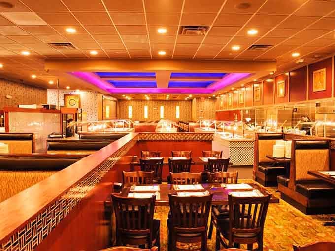 Warm lighting and spacious booths create the perfect setting for making questionable decisions about fourth helpings.