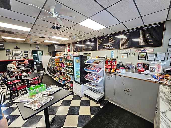 Classic checkered floors and menu boards overhead signal you've arrived at a real deal deli destination.