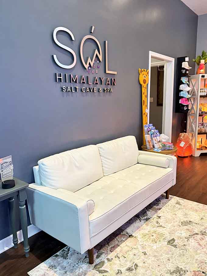 This welcoming lobby proves that wellness doesn't have to be intimidating, just comfortable couches and good vibes ahead.