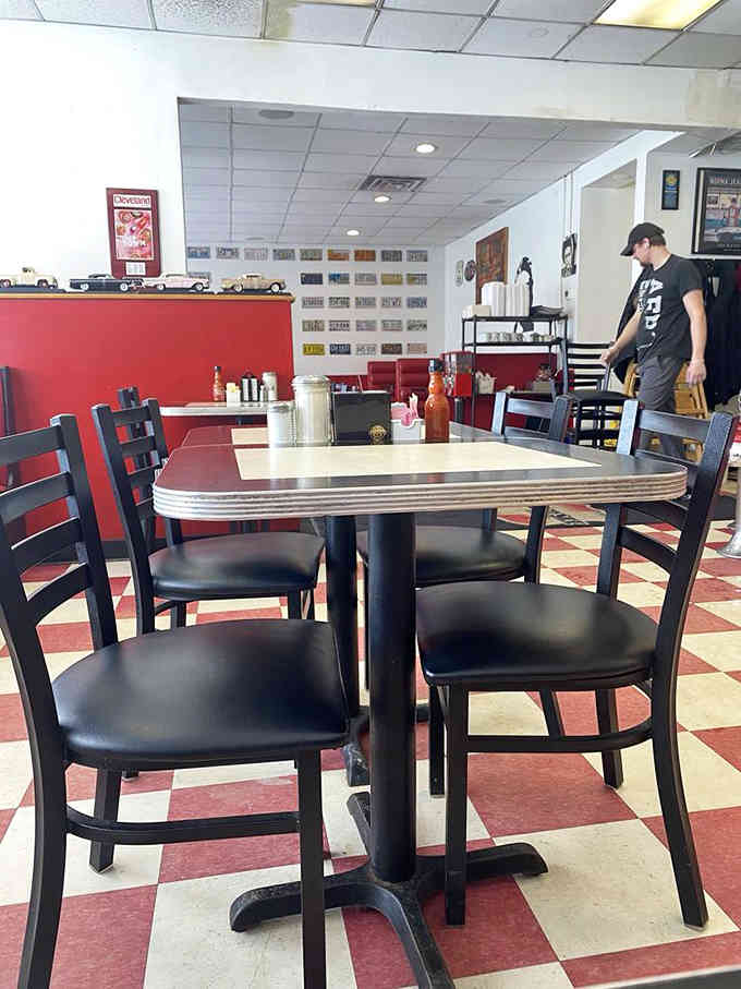 Red checkered floors and chrome-edged tables create the perfect time capsule where breakfast has always been king.