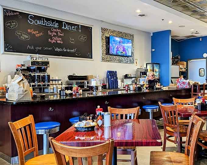 Clean lines, comfortable seating, and a counter where breakfast dreams come true, one order at a time.