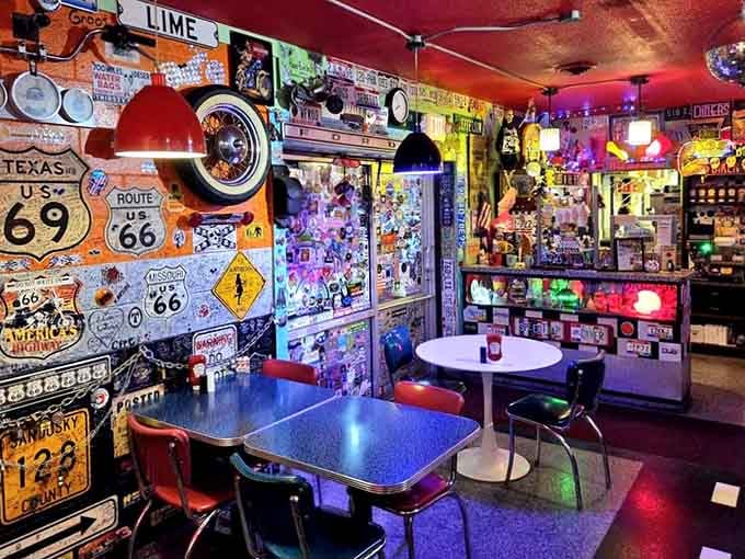 Every square inch screams vintage Americana, like someone raided every antique shop between here and Route 66.