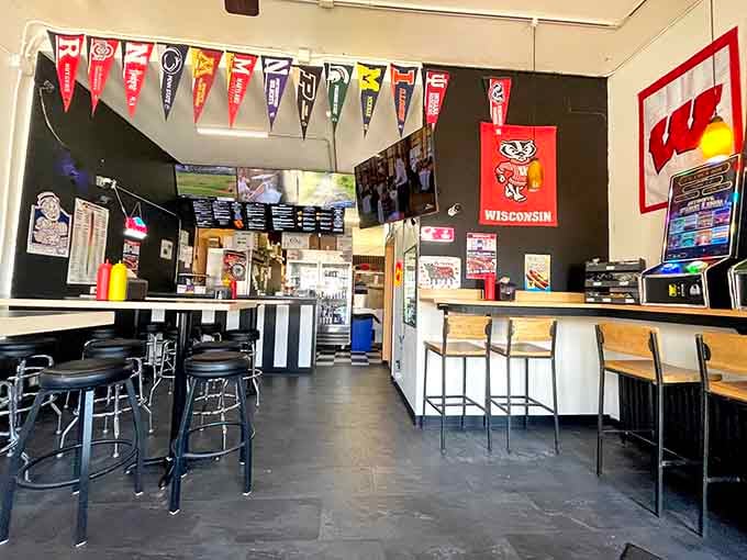 College pennants overhead, Bucky on the wall, and comfort food ready to answer your hunger's call.