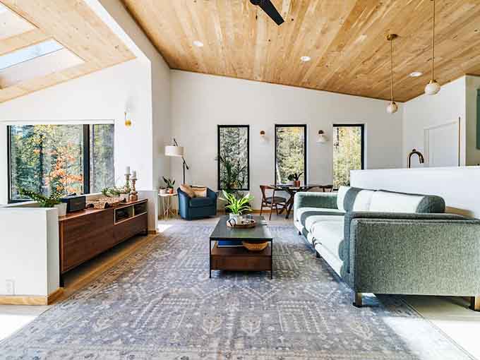 Clean lines meet cozy vibes in a living room that proves Scandinavian design and Minnesota comfort are perfect roommates.