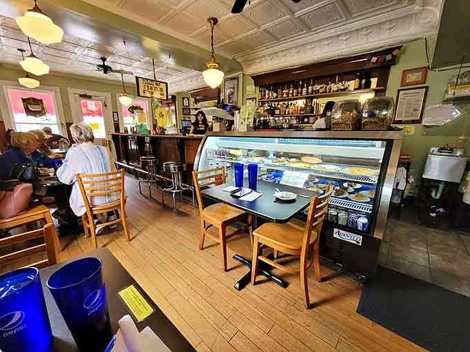 Inside, decorative tin ceilings and vintage charm create the perfect backdrop for serious sandwich consumption and leisurely brunching.