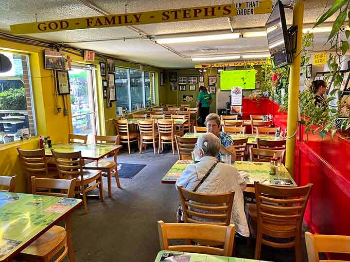 Simple wooden tables, inspirational messages on the walls, and the aroma of home cooking, this is comfort personified.