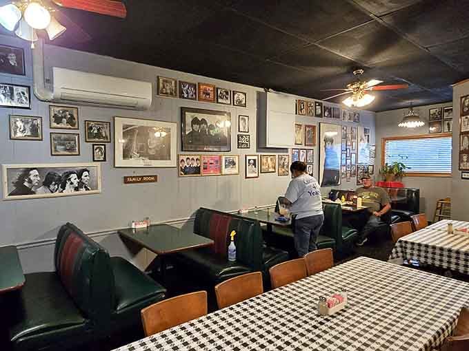 Every photograph on these walls tells a story, turning lunch into a journey through generations of memories.