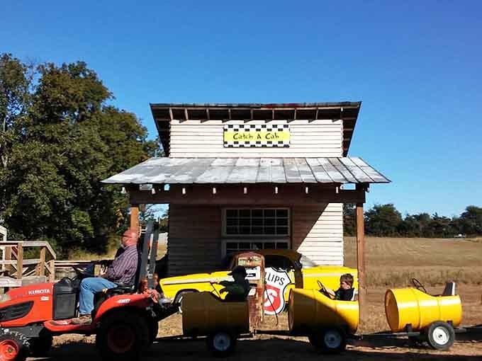Even the farm equipment looks like it's plotting something sinister at this place.