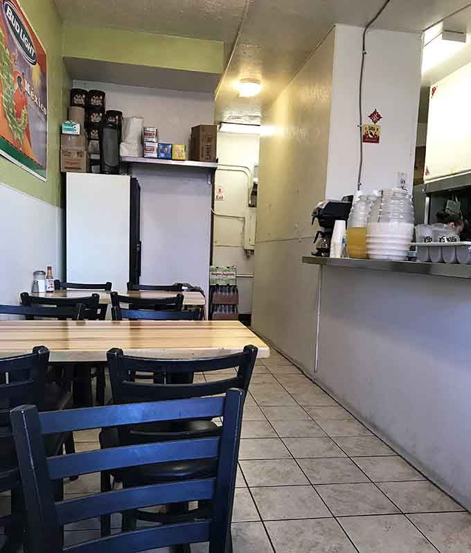 Simple tables, tile floors, and the promise of breakfast glory—sometimes the best restaurants look like someone's kitchen.