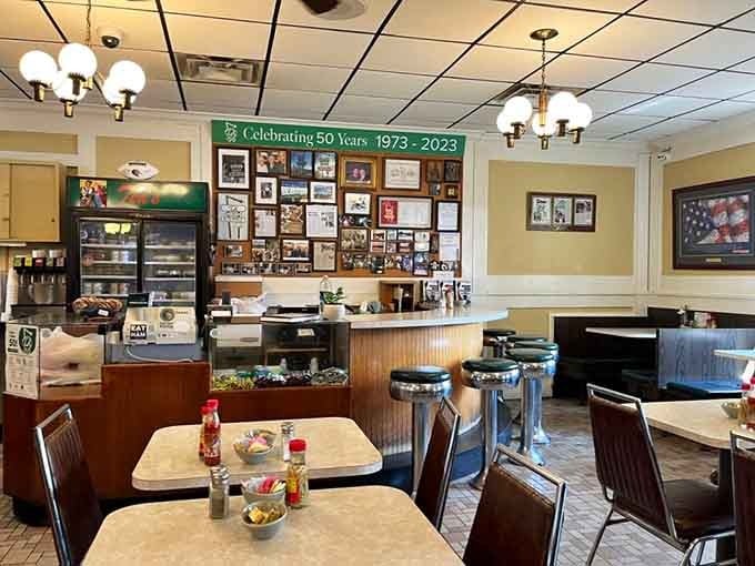 Classic diner booths and walls full of memories prove that some restaurants earn their history one satisfied customer at a time.