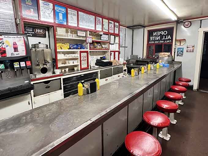 Ten stools, one counter, and zero pretension&mdash;this is where democracy meets diner food in perfect harmony.