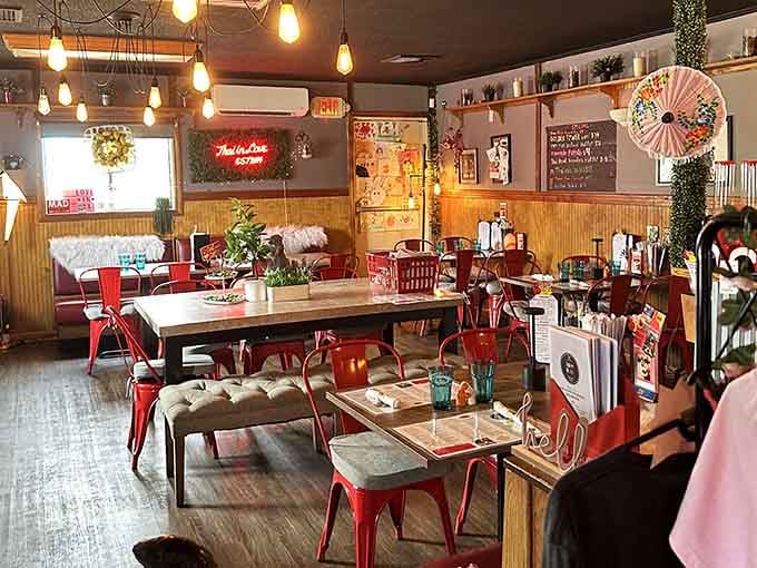 Step inside and suddenly you're in the most delightfully confused space, where retro meets Thailand with spectacular results.