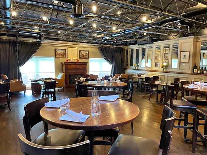 String lights and exposed beams create an atmosphere that whispers "stay awhile" louder than any maitre d' ever could.