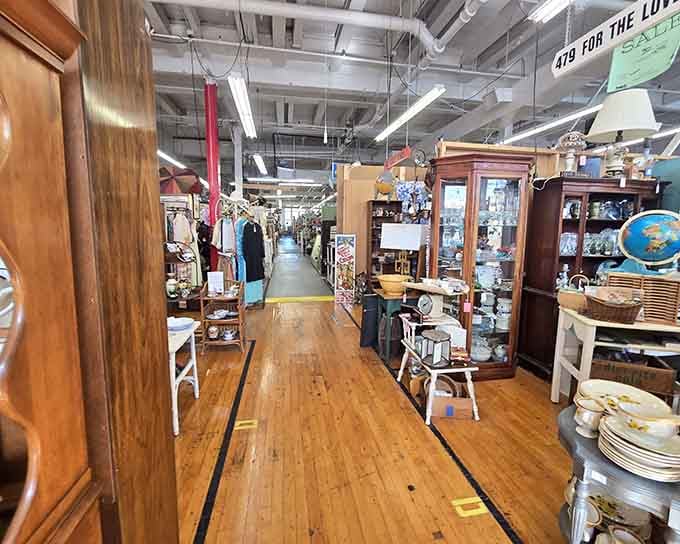 These wooden aisles stretch on like a treasure hunter's dream, packed with possibilities around every corner.