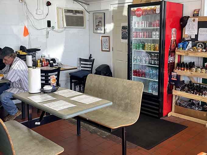 Simple booths and cold drinks in a cooler&mdash;this is dining stripped down to what actually matters: great food and good company.