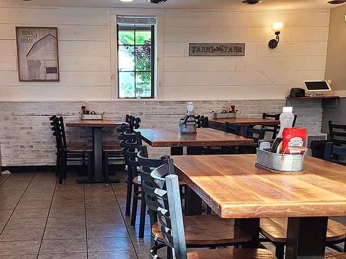 Clean lines, warm wood, and shiplap walls create the perfect backdrop for the breakfast magic about to happen here.