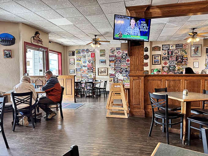 Every wall tells a story here, covered in patches and memorabilia that honor the brave souls who answer the call.