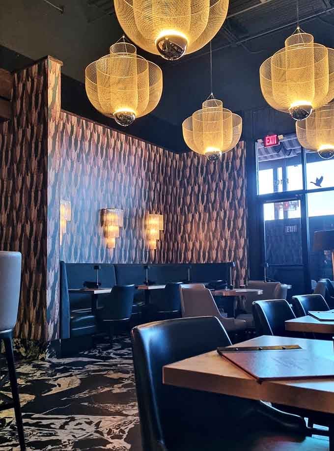 Those golden lanterns cast a glow that makes every conversation feel like you're sharing secrets with old friends.