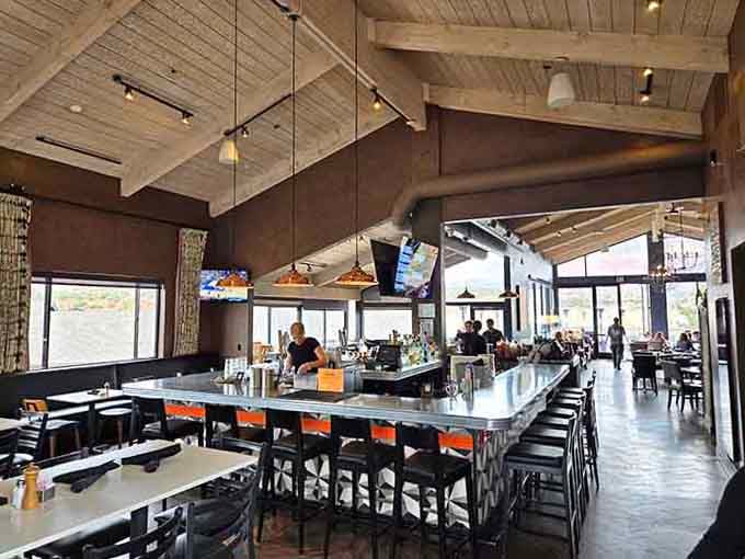 High ceilings and that communal table create the perfect setting where strangers become friends over fantastic food.