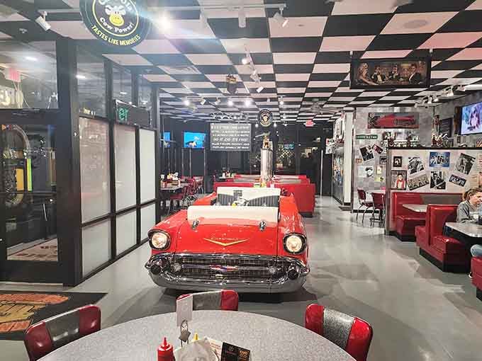 A 1957 Chevy Bel Air converted into a dining booth might be the coolest seat in Indiana.