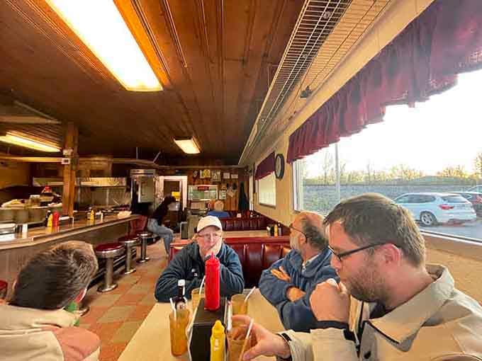 Morning crew gathering at the local diner&mdash;where the coffee's hot, the booths are worn, and the conversation's even better.