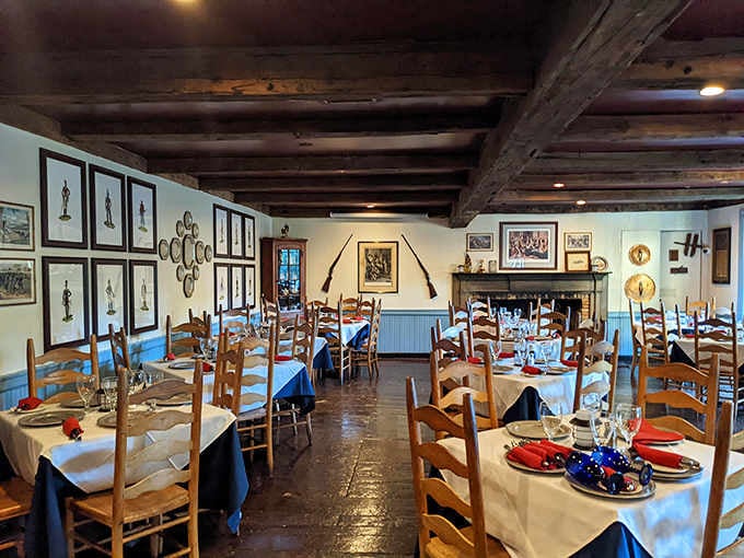 Those hand-hewn beams overhead aren't replicas, they're the real deal from centuries past watching over your meal.