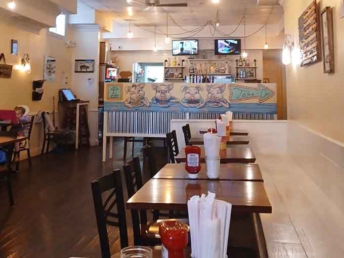 Clean, bright, and welcoming, this dining room says "relax and prepare for some seriously good eating."