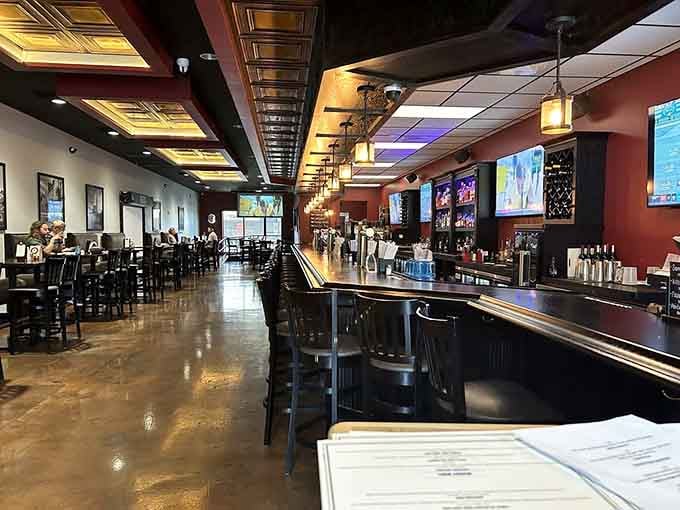 Step inside and that gleaming bar stretches out like a welcome mat for your appetite and thirst.