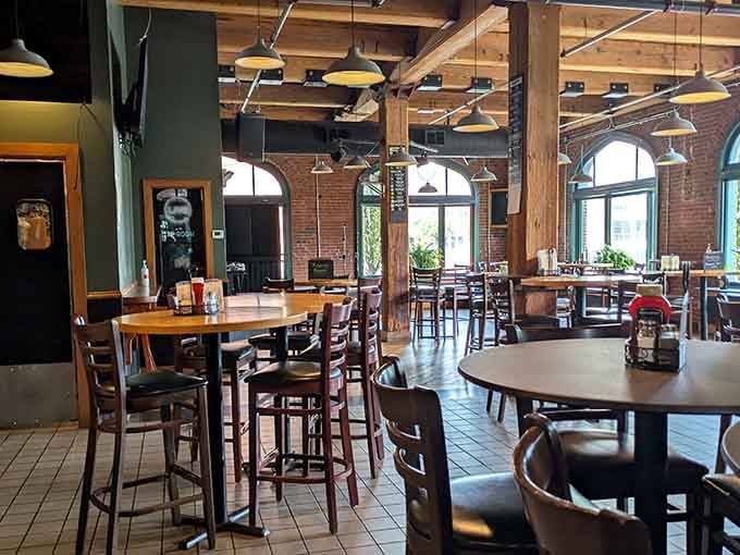 High ceilings, warm lighting, and tables ready for conversation make this the kind of place where one beer easily becomes three.