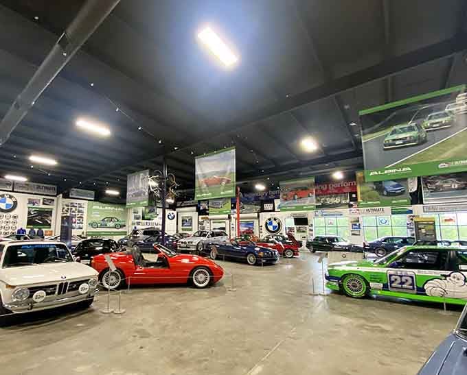 Step inside and suddenly you're surrounded by gleaming machines that have actually competed on the world's greatest racetracks.