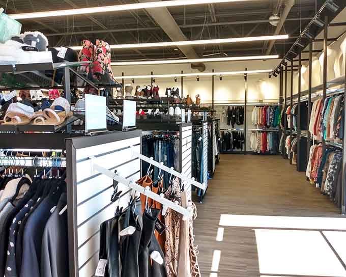 Clean, organized aisles that would make Marie Kondo weep with joy, proving thrift shopping doesn't require a hazmat suit.