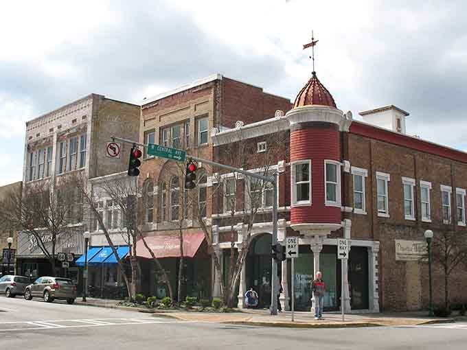 That distinctive corner building with the red dome proves Valdosta's downtown has more architectural personality than most modern cities combined.