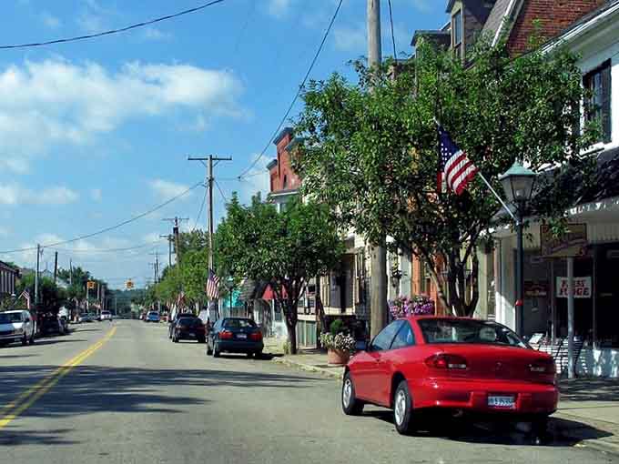 Tree-lined streets and historic storefronts create the perfect backdrop for your weekend treasure hunting adventure.