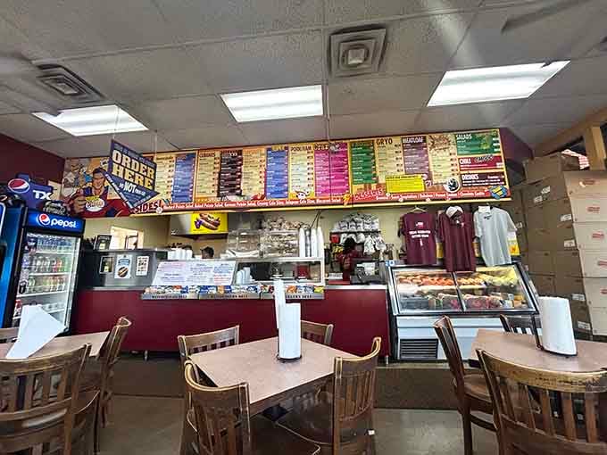 The colorful menu board stretches across the wall like a delicious rainbow of possibilities you'll want to explore.
