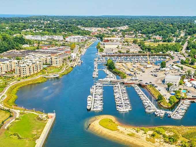 From above, Glen Cove's marina sparkles like a postcard, proving Long Island's North Shore still knows how to impress.