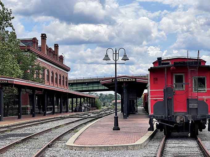 The Cumberland station platform where your journey begins, looking like it's been waiting patiently since the golden age.