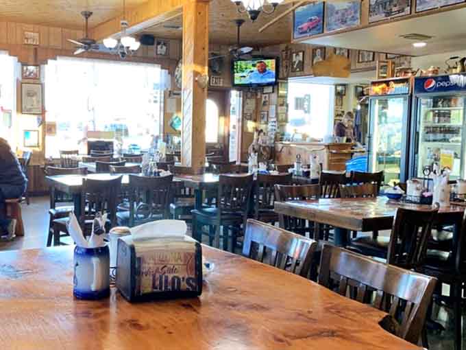 Wood-paneled walls and vintage charm create the kind of atmosphere where strangers become friends over coffee refills.