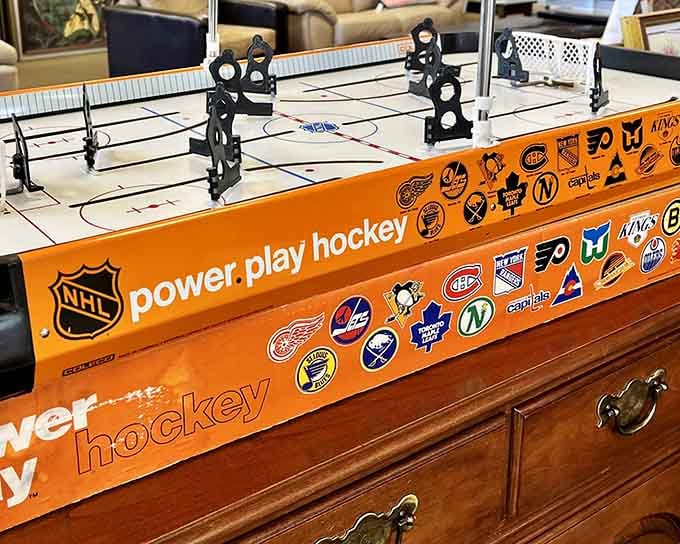 Finding a vintage table hockey game at thrift store prices feels like scoring the winning goal in overtime.