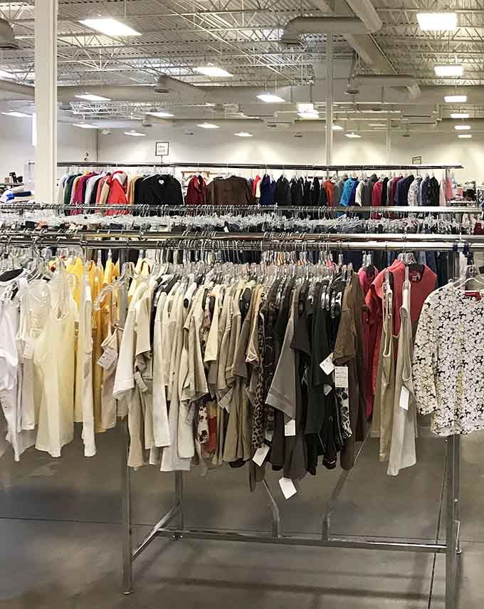 Racks stretching to the horizon mean you'll find that perfect blazer, or at least have fun trying on twelve others first.